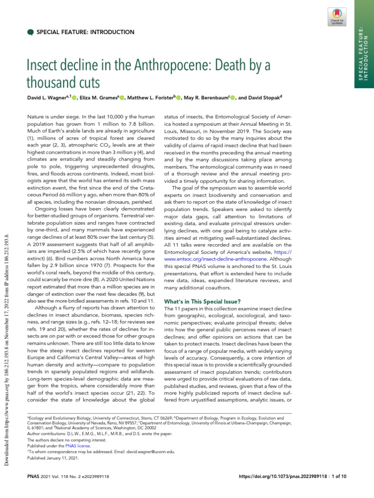 Insect Decline in The Anthropocene Death by A | PDF | Agriculture ...
