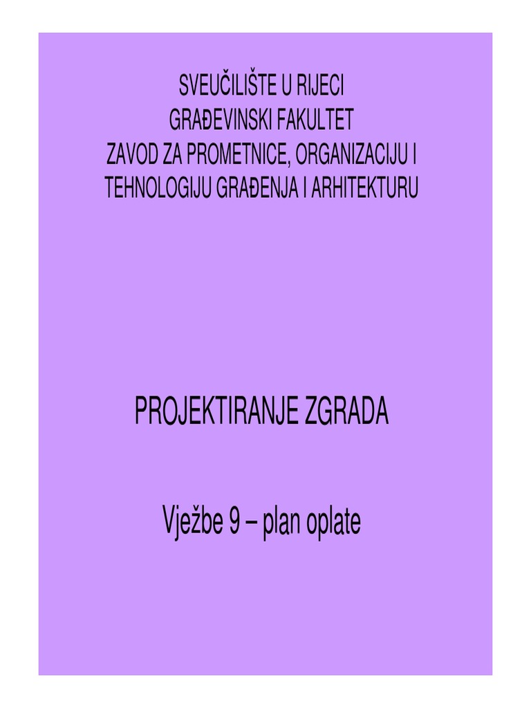 Projektiranje Zgrada Vježbe 9 Plan Oplate 2009-10 | PDF