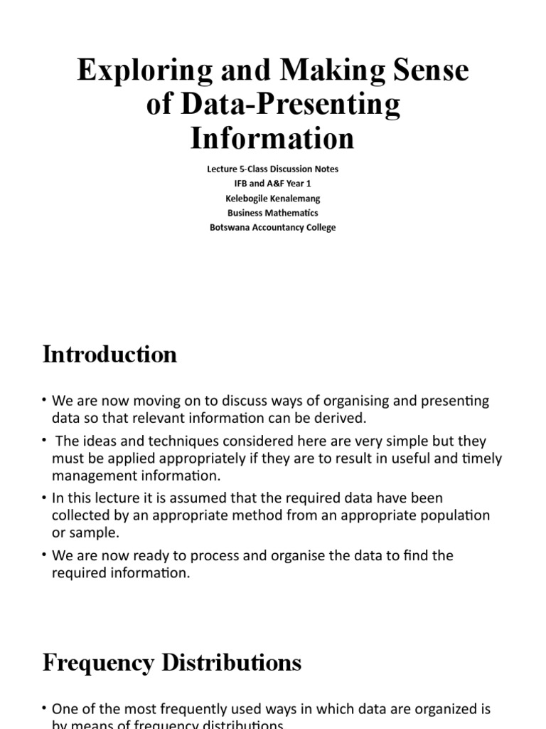 Lecture 5-Exploring and Making Sense of Data-Deriving Information | PDF | Probability ...