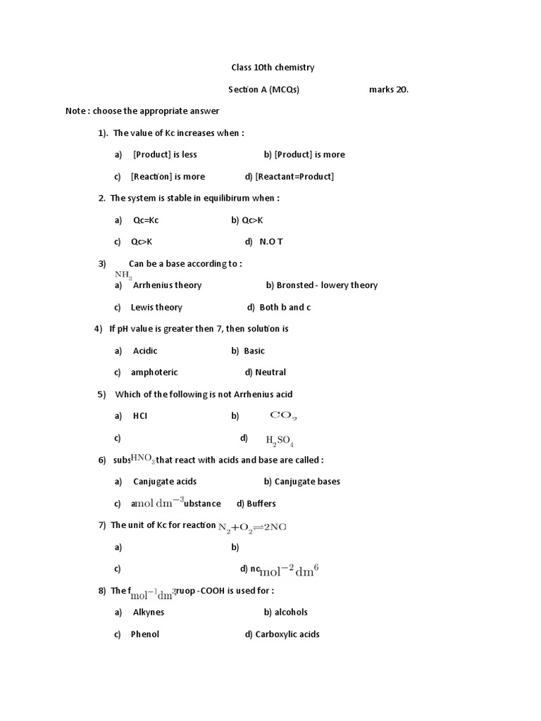 Class 10th Chemistry Paper Complete | PDF | Acid | Ph