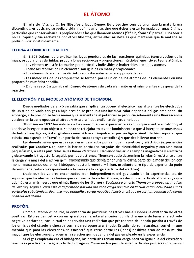 El Atomo | PDF | Ligero | Ion