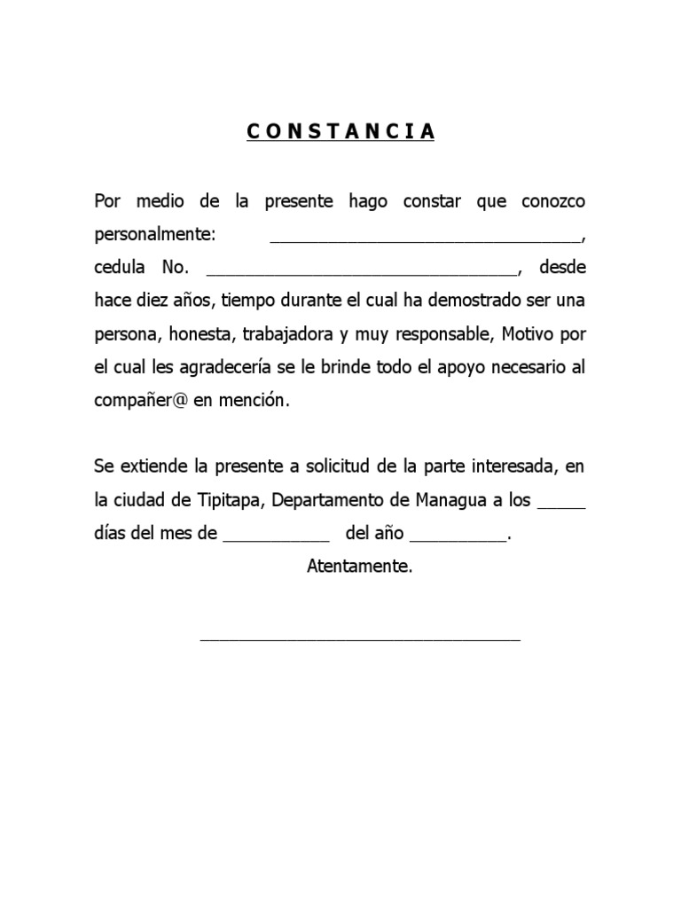 Constancia Formato | PDF