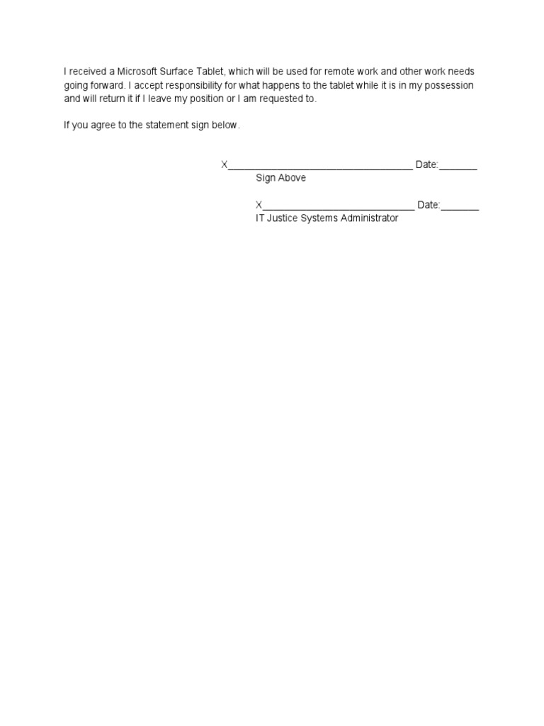 Surface Tablet Received Form | PDF Surface Tablet Received Form | PDF
