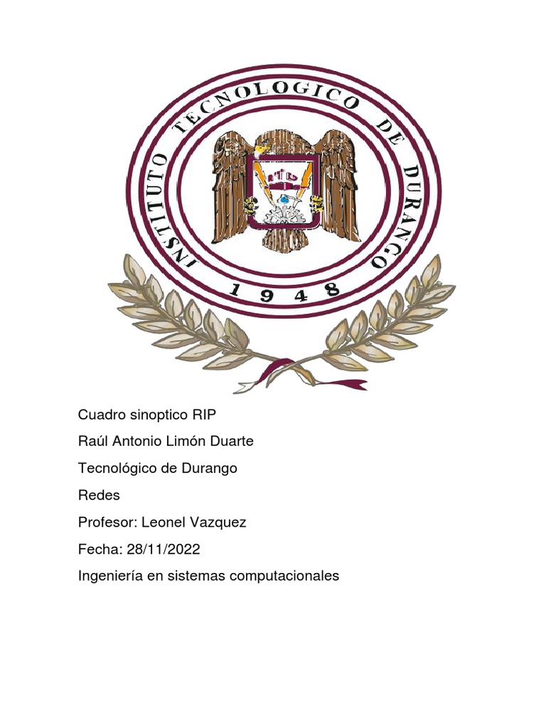 Cuadro Sinoptico RIP Raul Limon Duarte | PDF | Enrutador (Computación ...