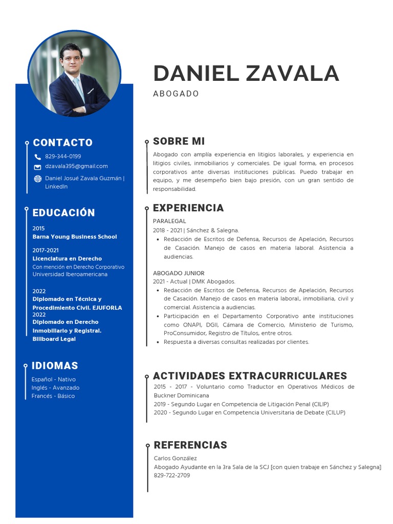 Cv. Daniel Zavala | PDF | Gobierno | Justicia