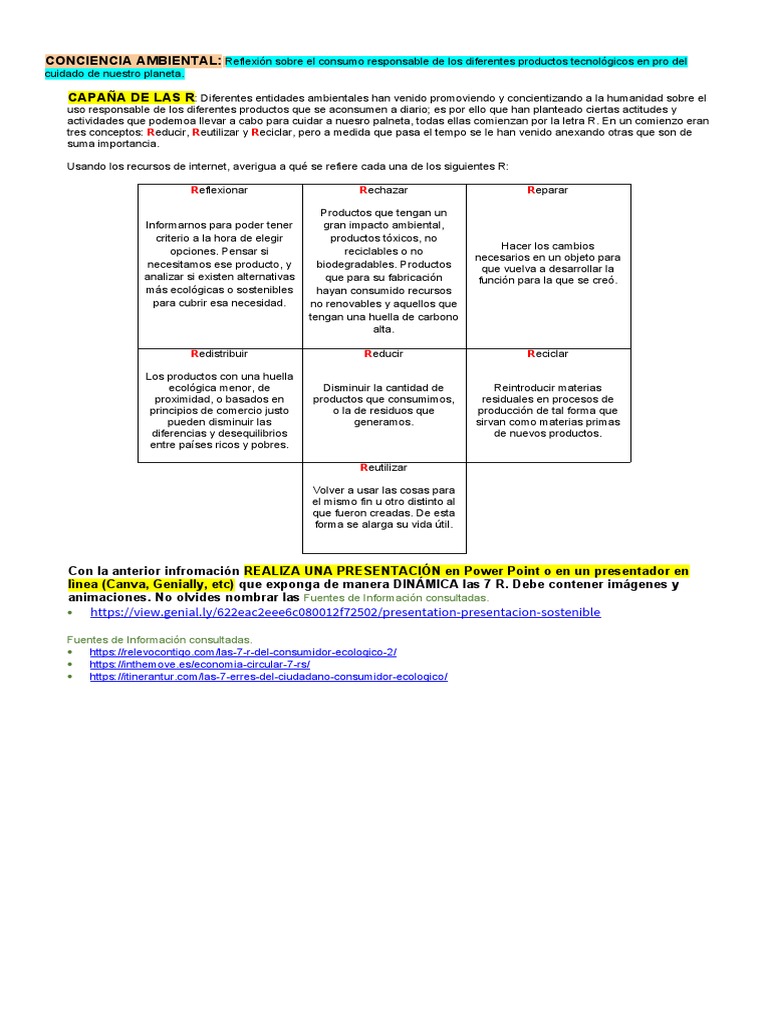 Taller Las 7R | PDF | Reciclaje | Residuos