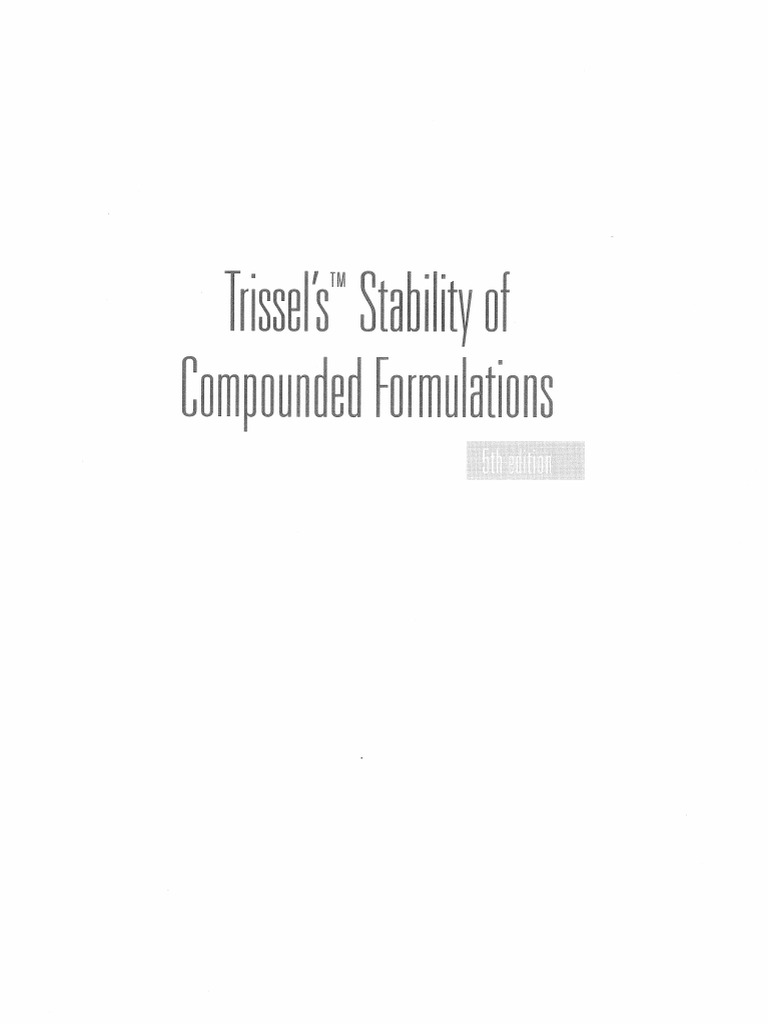 Trissel's Stability of Compounded Formulations | PDF | Pharmacy ...