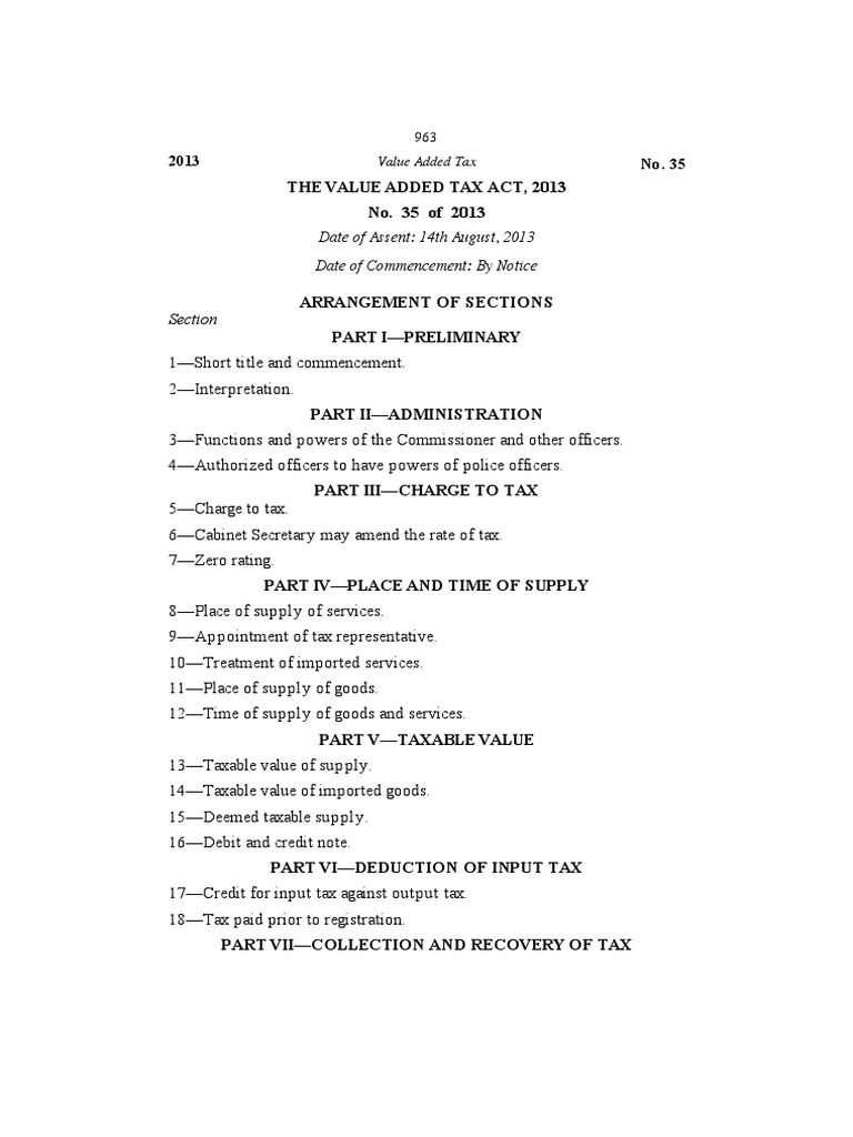 Vat Act 2013 | PDF | Taxes | Value Added Tax