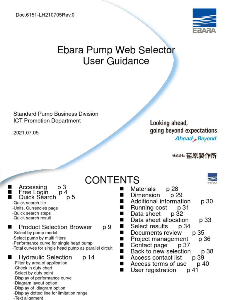 Ebara Pump Selector SPAIX5 User Quick Manual | PDF | Terms Of Service | Computing