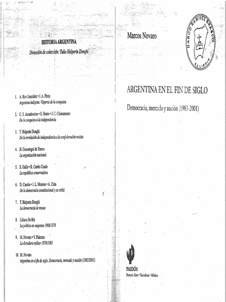 Marcos Novaro. Historia Agentina. Democracia, Mercado y Nacion | PDF