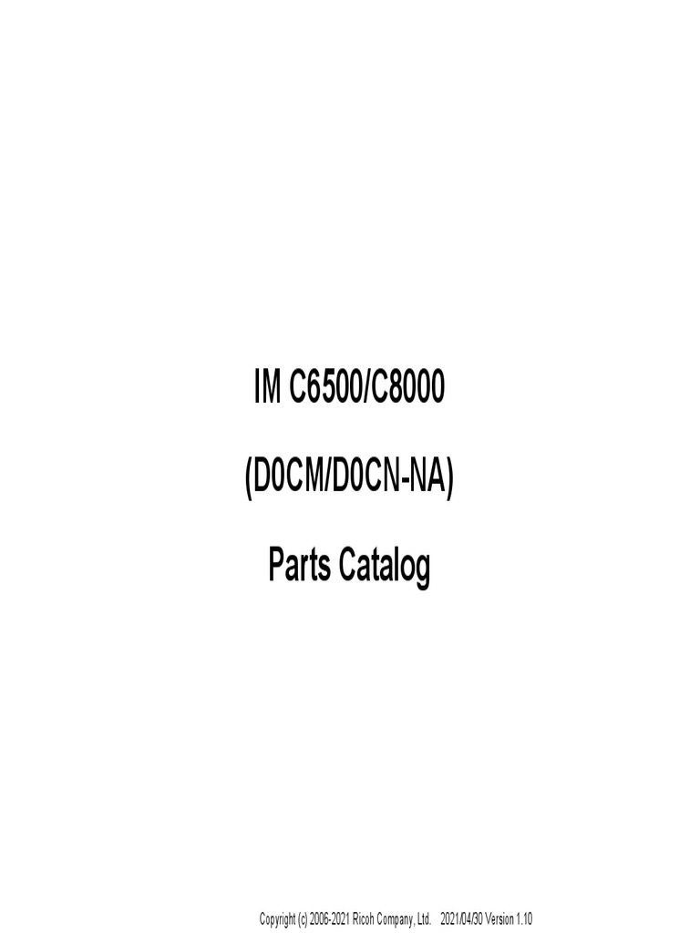 IM C6500/C8000 (D0CM/D0CN-NA) Parts Catalog | PDF | Equipment ...