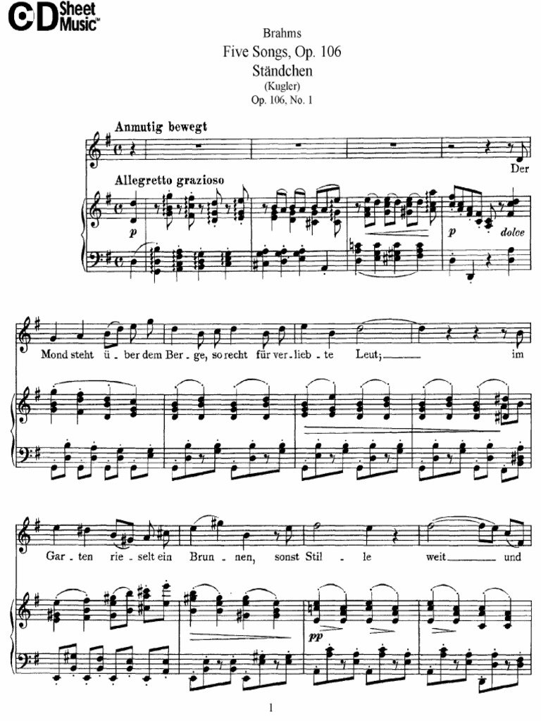 5 Romantic German - Lieder, Brahms-Op.106 | PDF
