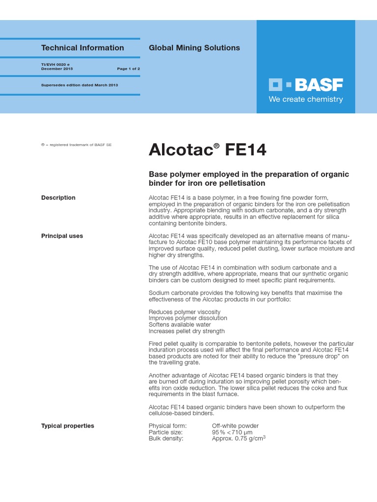 Alcotac FE14 TI EVH 0020-1 | PDF | Chemistry | Secondary Sector Of The ...