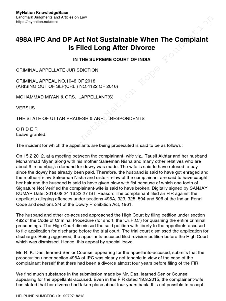 498 A After Divorce | PDF | Social Institutions | Judiciaries
