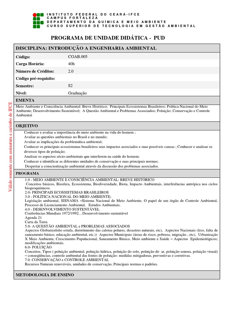 Introdução à Engenharia Ambiental Pdf Ambiente Natural