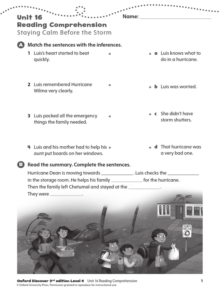 OD2e L4 Reading Comprehension WS Unit 16 | PDF | Tropical Cyclones | Storms