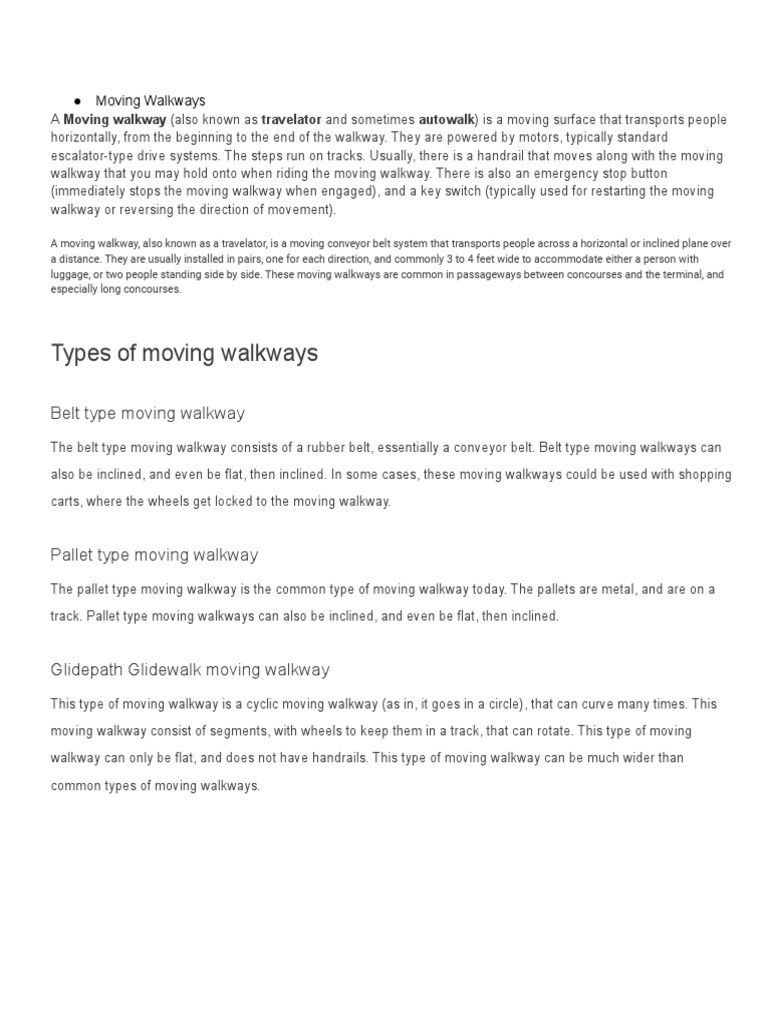 Moving Walkways | PDF | Elevator | Manufactured Goods