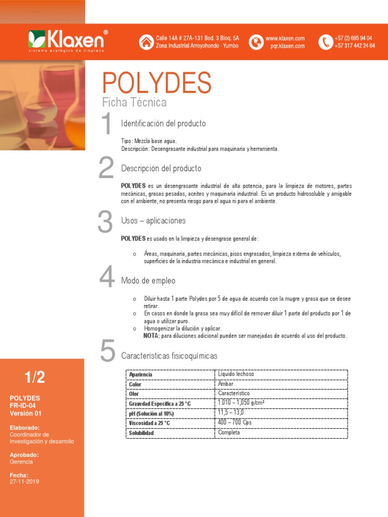 Polydes FT | PDF | Agua | Química
