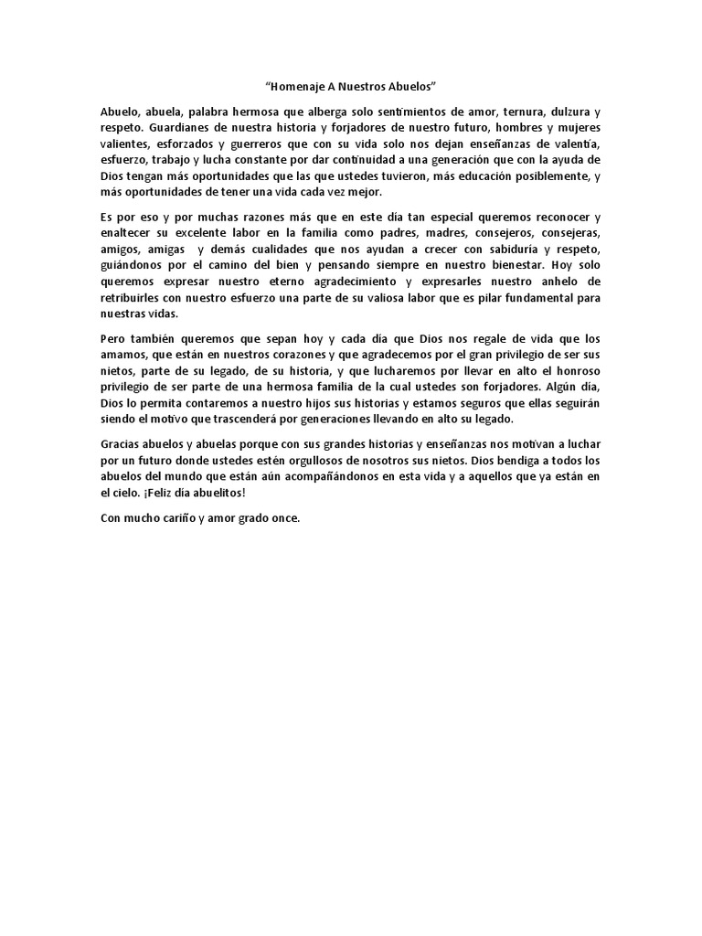Homenaje A Nuestros Abuelos | PDF