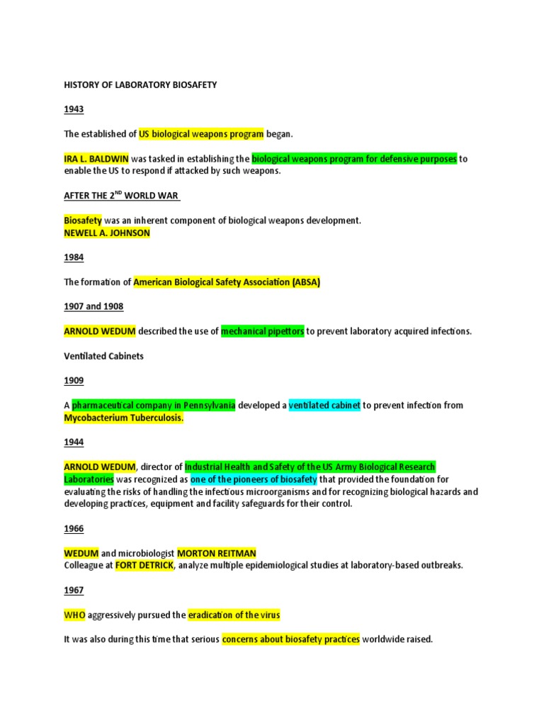 History of Laboratory Biosafety | PDF | Smallpox | Biological Warfare
