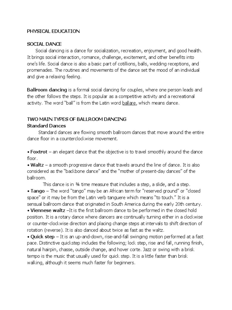 Physical Education Finals Reviewer Descargar Gratis Pdf Ballroom