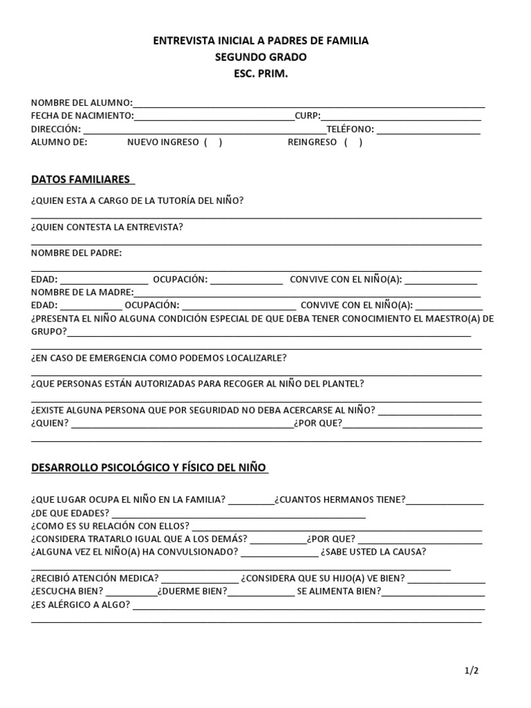 Entrevista A Padres de Familia | PDF | Juegos y actividades