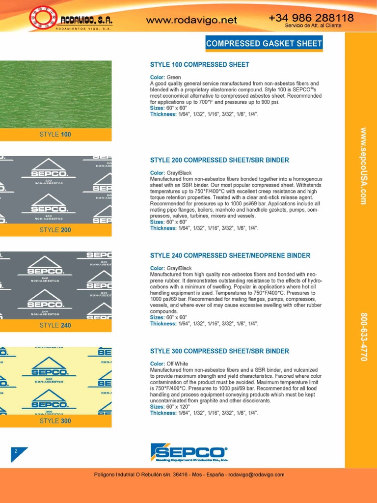 SEPCO 02 Hoja de Juntas de Compresión | PDF | Materials | Secondary Sector Of The Economy