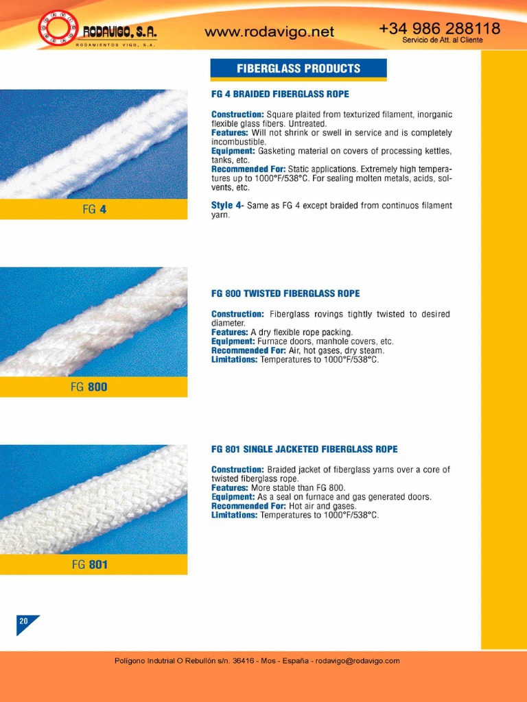 SEPCO 12 Productos de Fibra de Vidrio | PDF | Rope | Fiberglass