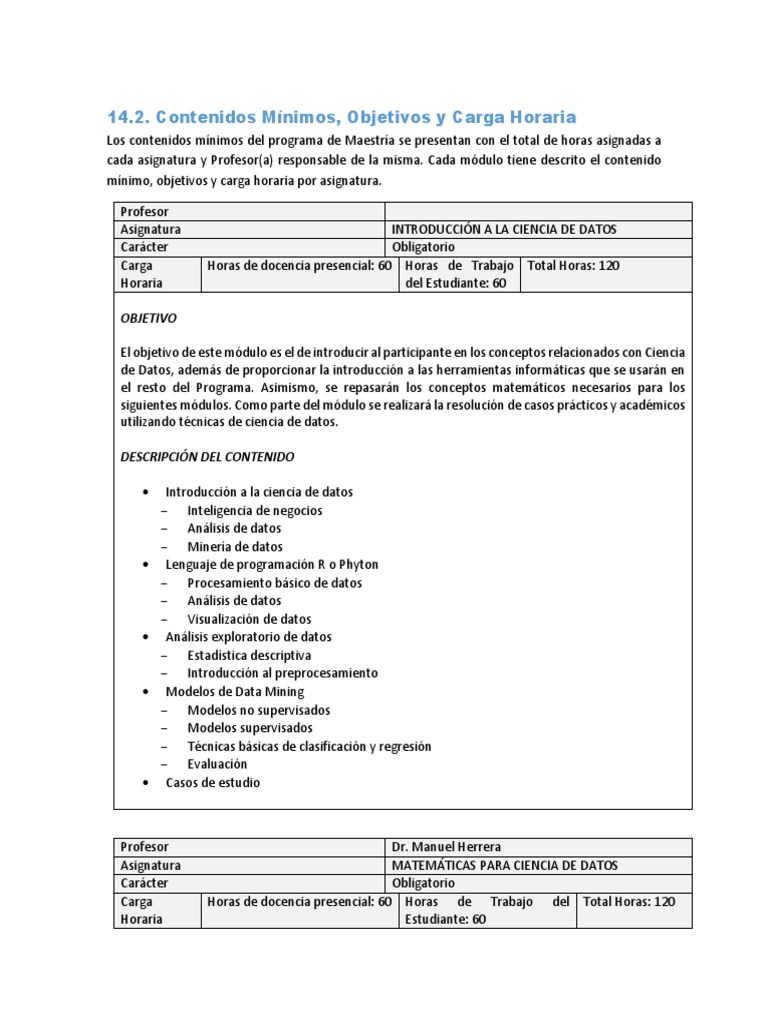 Contenido Minimo MCD | PDF | Aprendizaje automático | Estadísticas