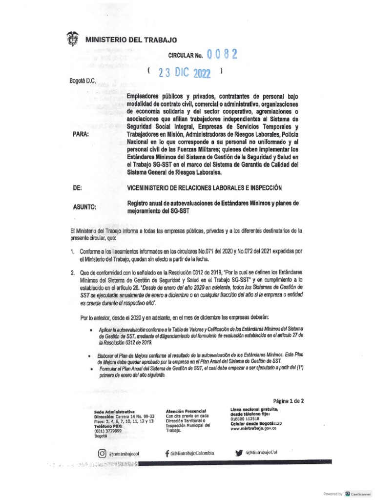 Circular 0082 de 2022 | PDF
