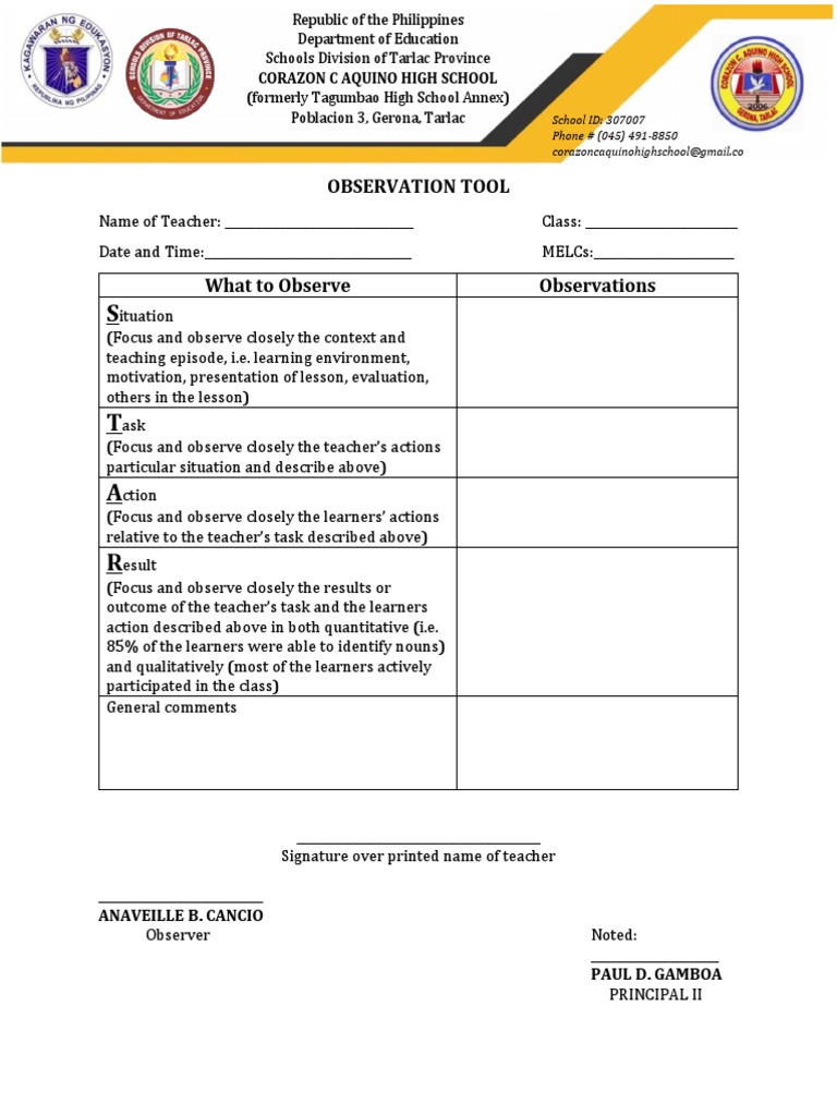 Observation Tool | PDF