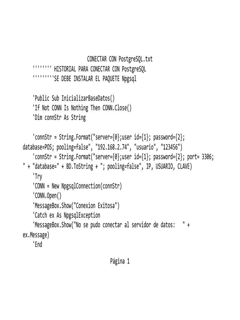 CONECTAR CON PostgreSQL - TXT - Bloc de Notas | PDF | Informática | Tecnología