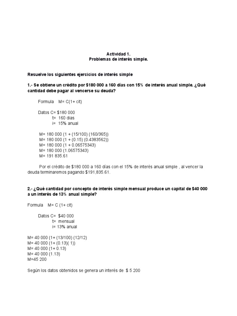 Interes Simple | PDF | Economias | Dinero