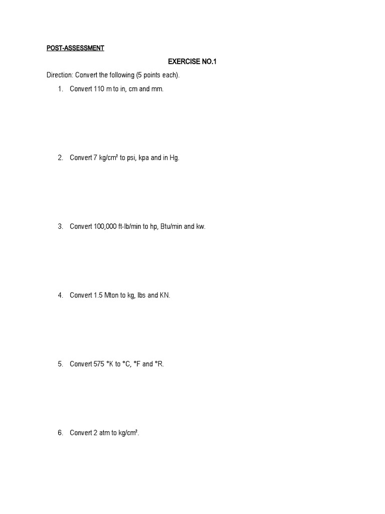 Activity 1 (Conversion of Units) | PDF