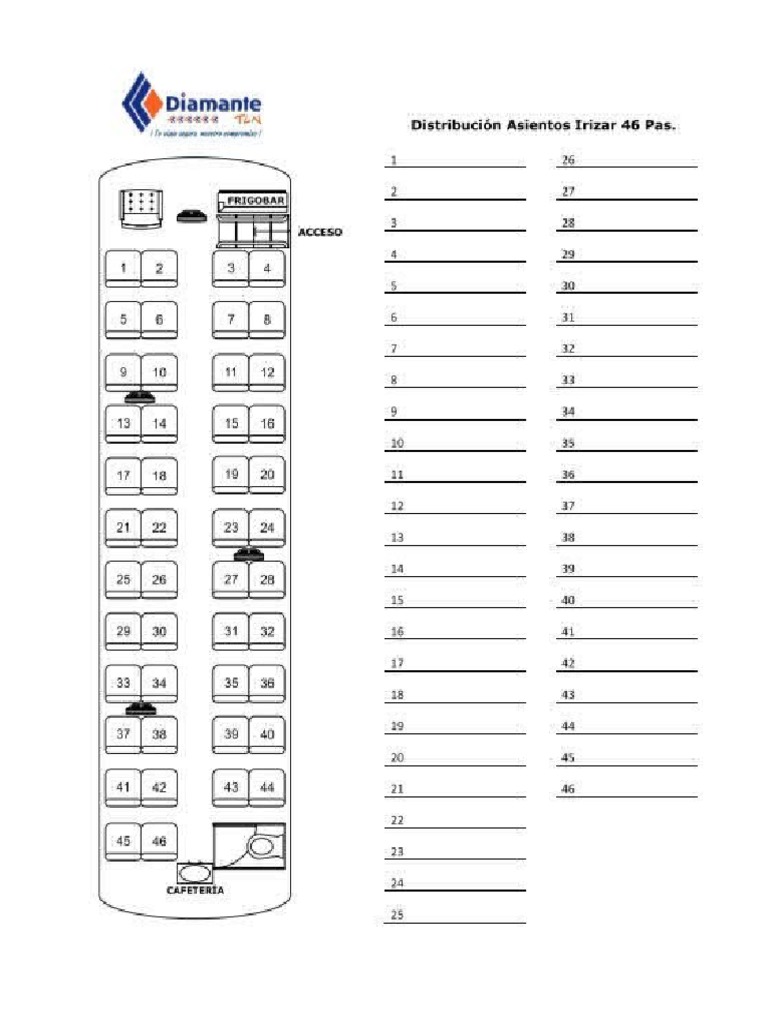 Distribucion Asientos Irizar | PDF