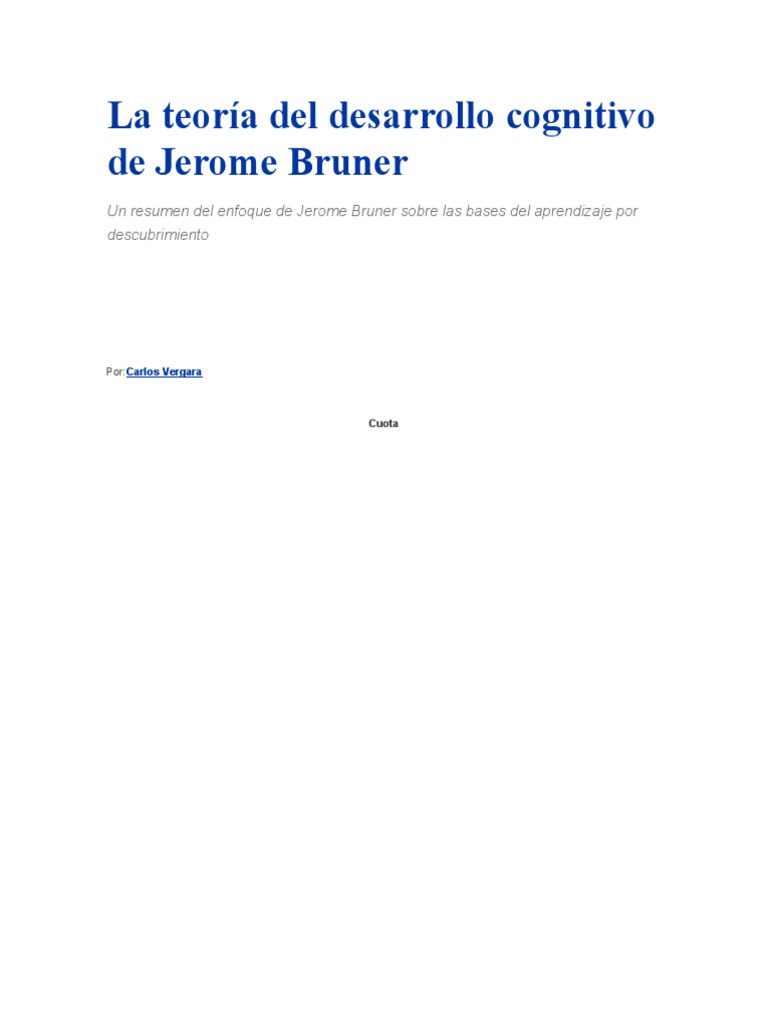 La Teoría Del Desarrollo Cognitivo de Jerome Bruner | PDF | Aprendizaje | Pensamiento