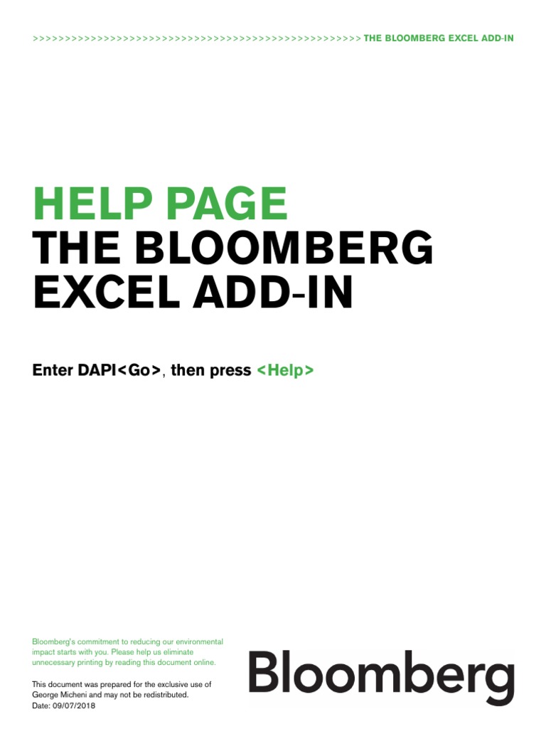 Bloomberg - Function Reference | PDF | Microsoft Excel | Spreadsheet