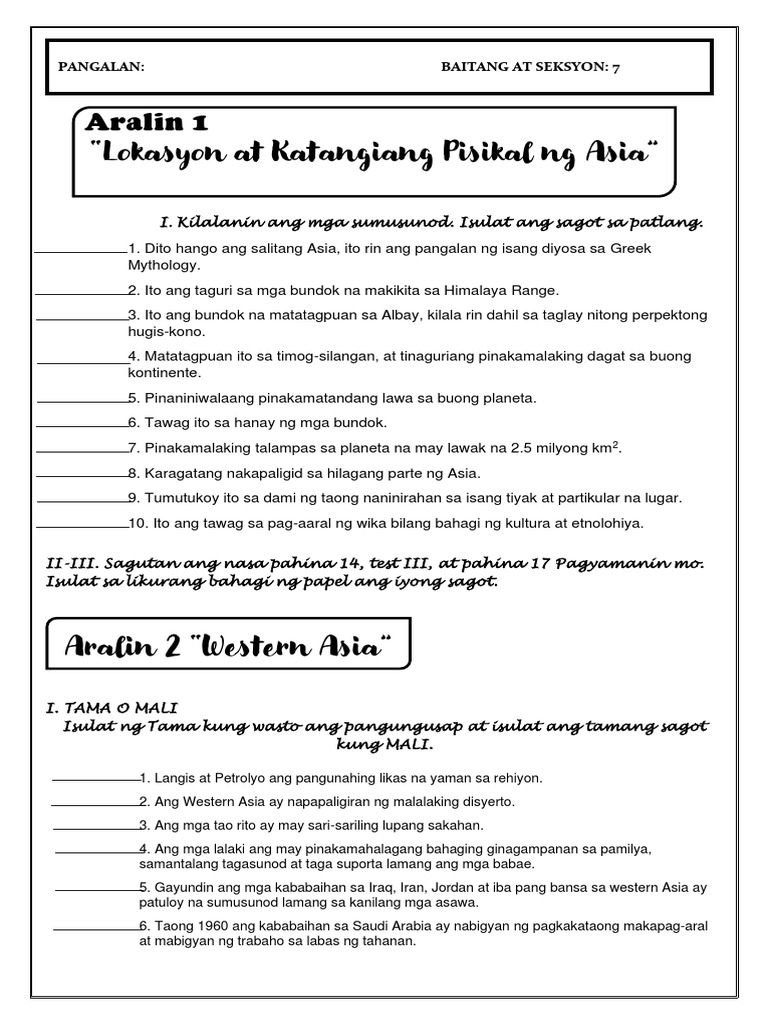 Aralin 1 2 Ap7 | PDF