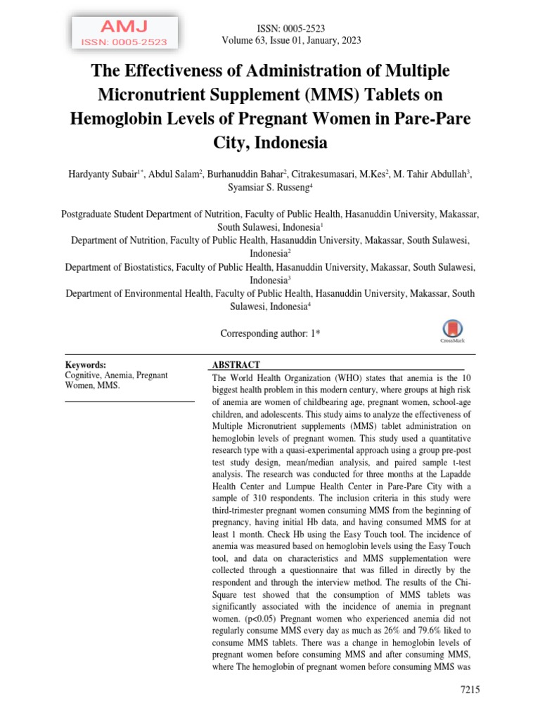 The Effectiveness of Administration of Multiple Micronutrient ...