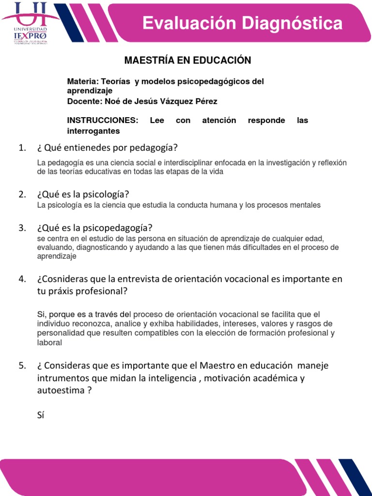 Evaluacion Diagnostica Resuelta | PDF