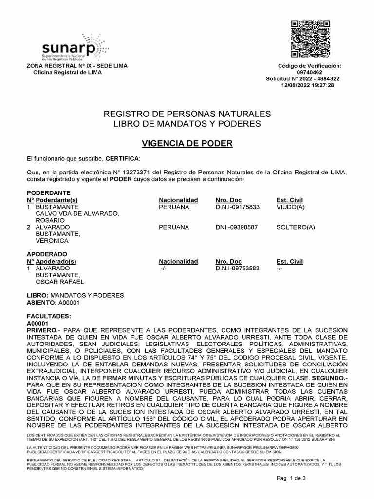 2022-8-15 Vigencia de Poder | PDF