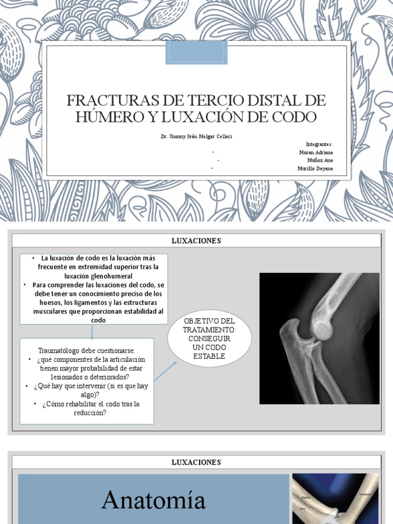 Fracturas de Tercio Distal de Húmero y Luxación de Codo | PDF | Codo ...