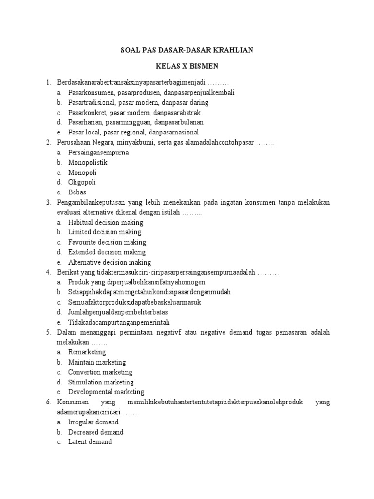 Soal Pas DDK Pemasaran X 2022 | PDF