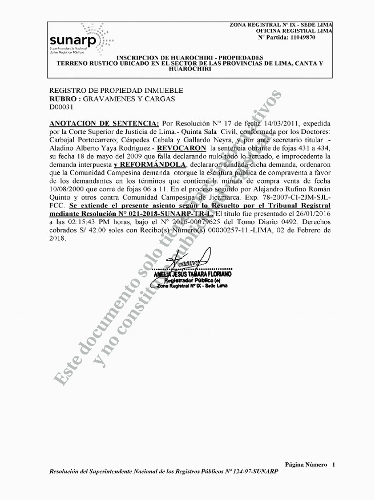 Inscripcion de Sentencia | PDF