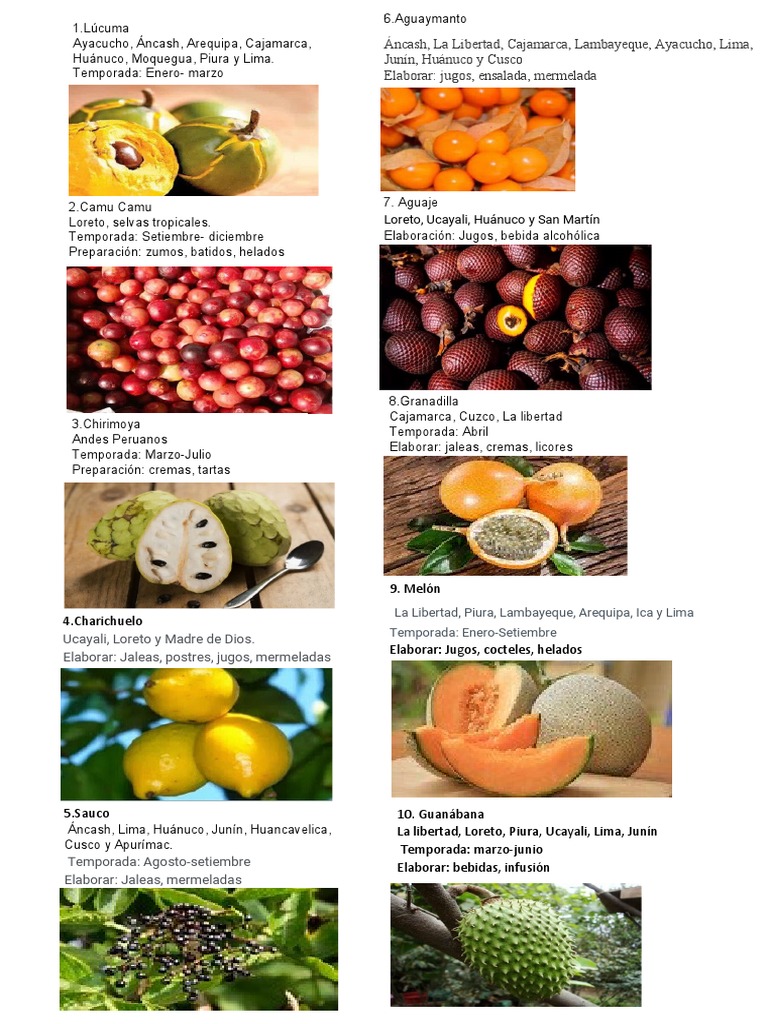 Frutos Originarios Del Perú | PDF | Alimentos | Cocina