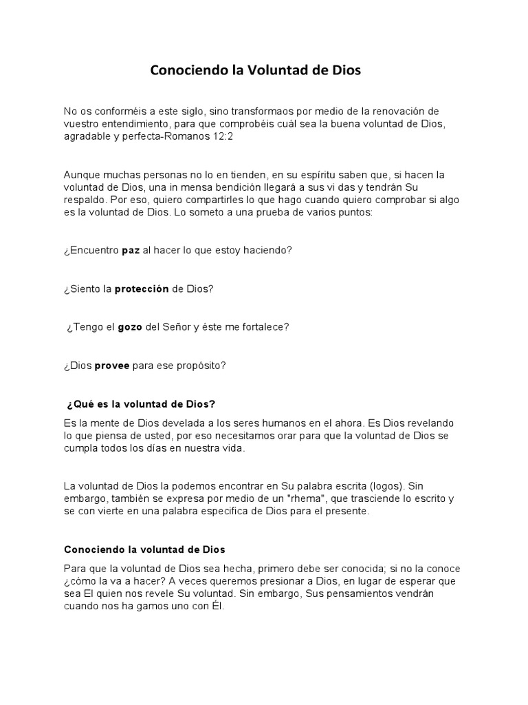 Conociendo La Voluntad de Dios | PDF | Dios | Creencia religiosa y doctrina