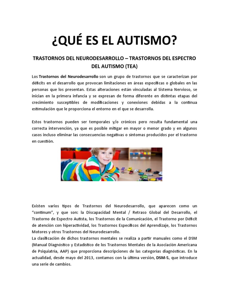 Qué Es El Autismo | PDF | Espectro autista | Trastornos profundos del ...