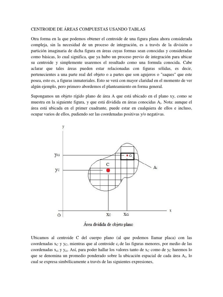 Centroide de Áreas Compuestas Usando Tablas | PDF | Integral | Matemáticas