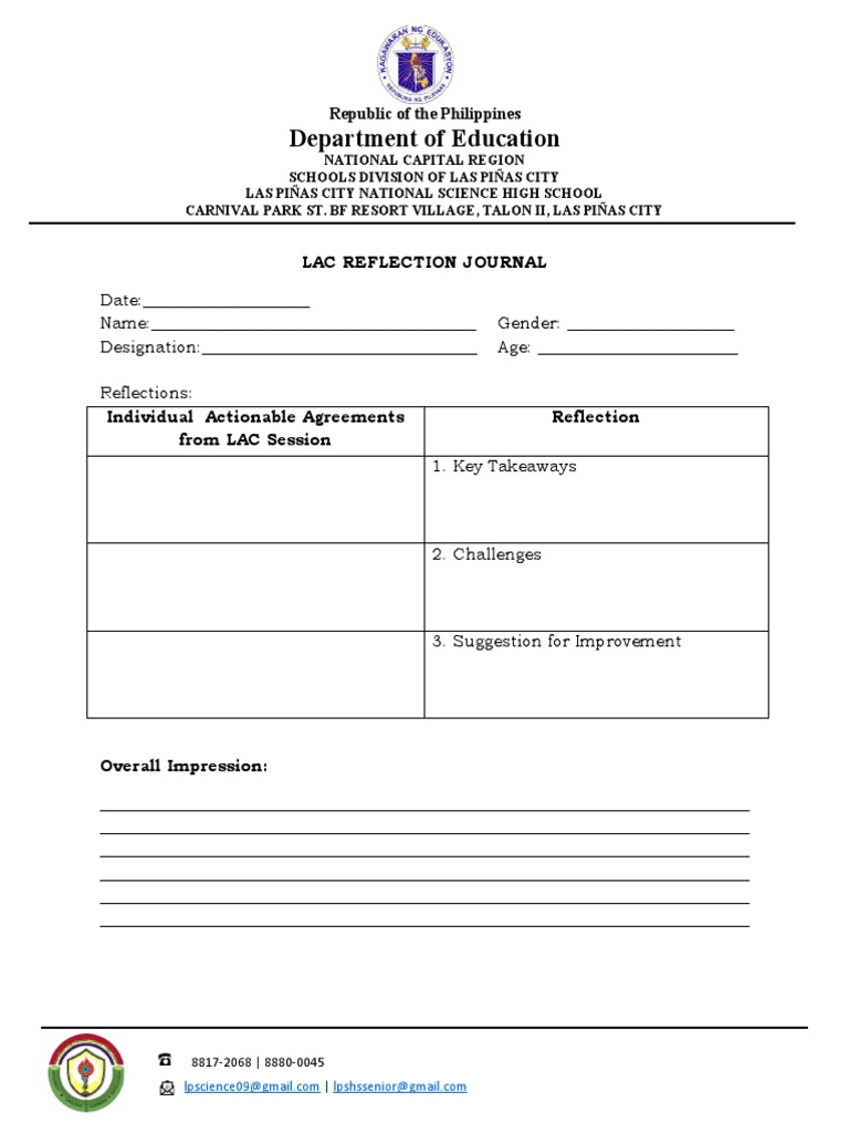 LAC Reflection Journal | PDF