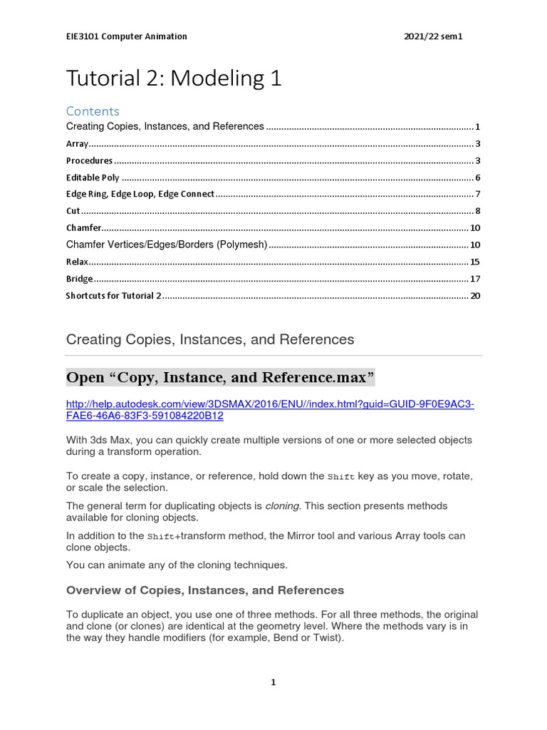 Tutorial 2 Modeling 1 - 2122 | PDF | Vertex (Geometry) | Autodesk 3ds Max